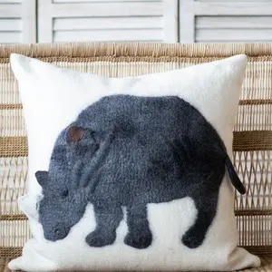 KANJU INTERIORS Rhino Cozy Throw Pillowwith Insert - Natural - Small