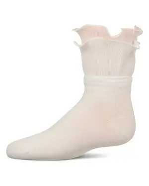 MEMOI Dual Layer Ruffle Anklet Socks - Winter White