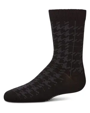 MEMOI Houndstooth Plaid Dress Socks - Black