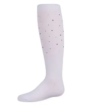MEMOI Embellished Knee-High Socks White