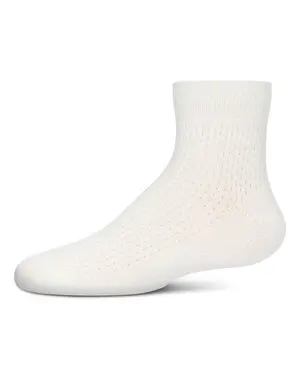 MEMOI Pointelle Dot Anklet Socks - Winter White