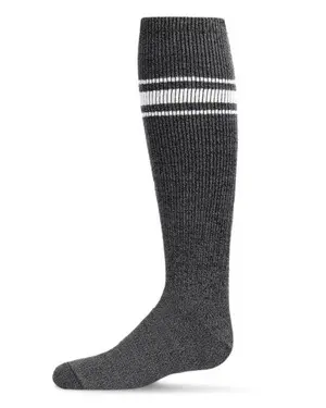 MEMOI Marled Ribbed Stripe Knee High Socks - Black