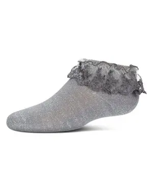 MEMOI Quarter Crew Ruffle Anklet Socks - Gray