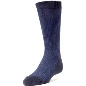 MEMOI Diamond Textured Crew Socks - Navy