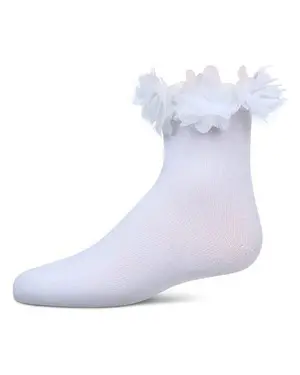 MEMOI Floral Halo Anklet Socks - White
