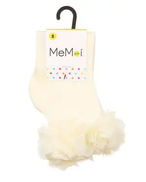 MEMOI Floral Halo Anklet Socks - Winter White