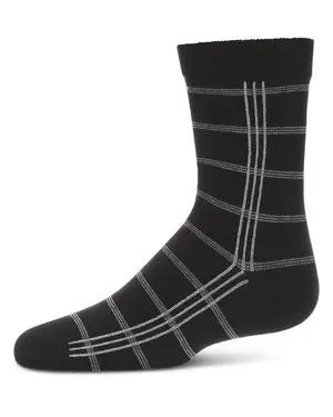 MEMOI Striped Fine-gauge Crew Socks - Black