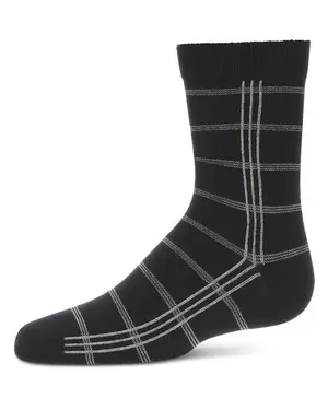 MEMOI Striped Fine-gauge Crew Socks - Navy