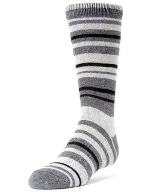 MEMOI Rings And Rungs Striped Crew Socks Charcoal