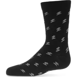 MEMOI Lightning Bolt Crew Socks Black