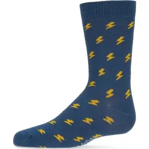 MEMOI Lightning Bolt Crew Socks Blue