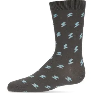 MEMOI Lightning Bolt Crew Socks Gray