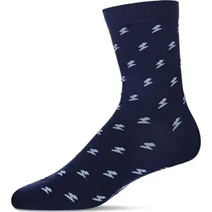 MEMOI Lightning Bolt Crew Socks - Navy