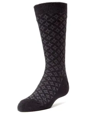 MEMOI Diamonds And Dots Crew Socks - Black
