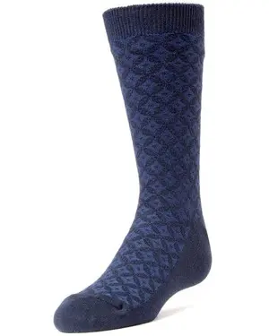 MEMOI Diamonds And Dots Crew Socks - Navy