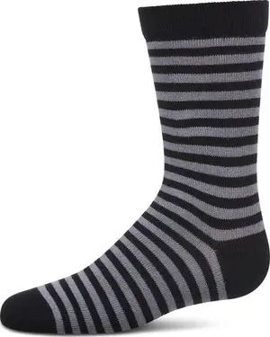 MEMOI Thin Stripe Crew Socks - Black