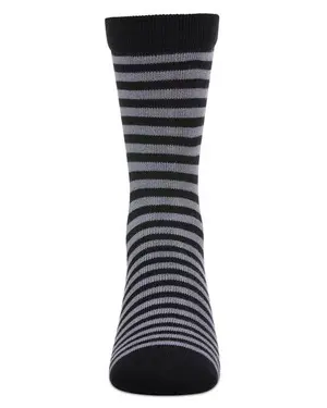 MEMOI Thin Stripe Crew Socks - Black