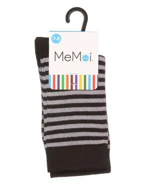 MEMOI Thin Stripe Crew Socks - Black
