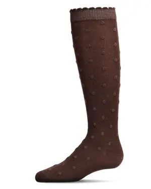 MEMOI Cotton-Blend Swiss Dot Knee High Socks Java