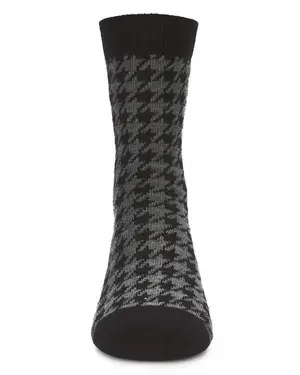 MEMOI Houndstooth Crew Socks - Black