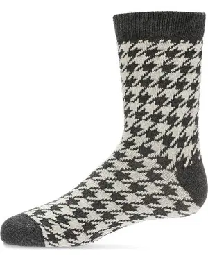 MEMOI Houndstooth Crew Socks - Dark Gray Heather
