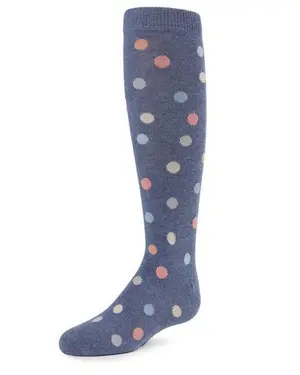 MEMOI Polka Dot Knee High Socks - Denim