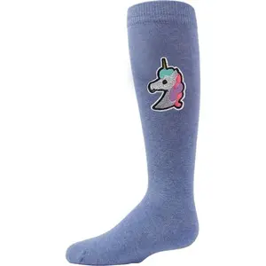 MEMOI Glitter Unicorn Knee-high Socks - Denim