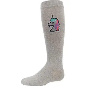 MEMOI Glitter Unicorn Knee-high Socks - Gray