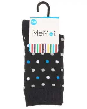 MEMOI Dot-patterned Crew Socks - Navy