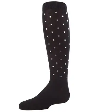 MEMOI Polka Dot Knee High Socks - Black