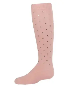MEMOI Polka Dot Knee High Socks - Pale Blush