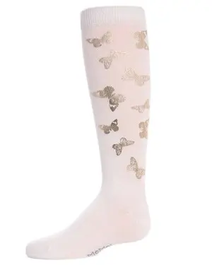 MEMOI Butterfly Knee High Socks - Marshmallow