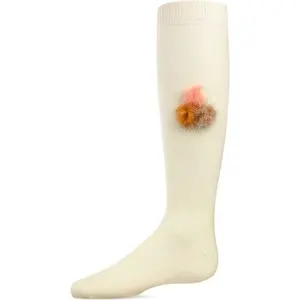 MEMOI Pom-pom Knee Socks - Winter White