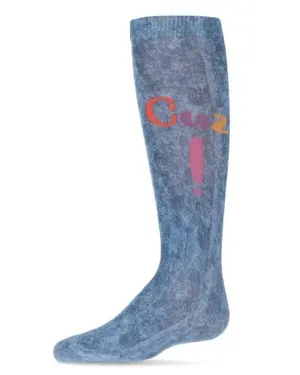 MEMOI Acid Washed Knee High Socks - Blue
