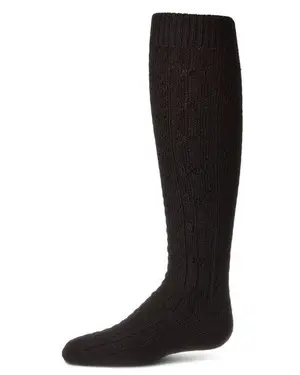 MEMOI Cozy Cable Ribbed Knit Knee-high Socks - Black