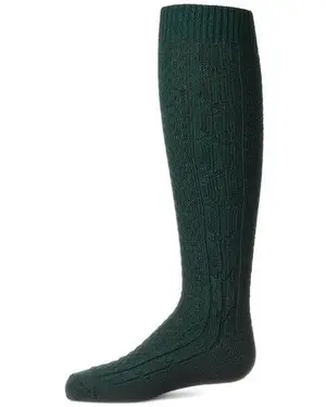 MEMOI Cozy Cable Ribbed Knit Knee-high Socks - Dark Hunter Green