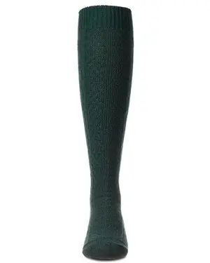 MEMOI Cozy Cable Ribbed Knit Knee-high Socks - Dark Hunter Green