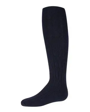 MEMOI Cozy Cable Ribbed Knit Knee-high Socks - Navy