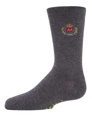 MEMOI Sophisti-crest Mercerized Crew Socks - Gray