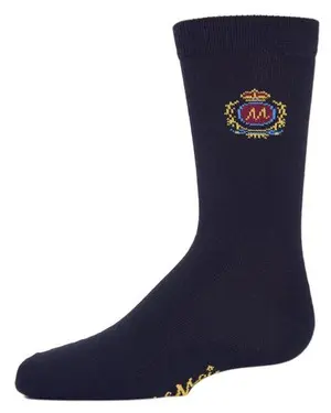 MEMOI Sophisti-crest Mercerized Crew Socks - Navy