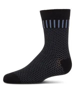 MEMOI Geometric Pattern Crew Socks - Navy