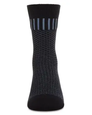 MEMOI Geometric Pattern Crew Socks - Navy