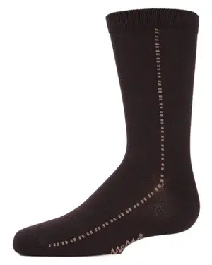 MEMOI Dots On Down Mercerized Crew Socks - Brown