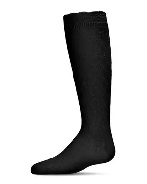 MEMOI Double Diamond Knee High Socks - Black