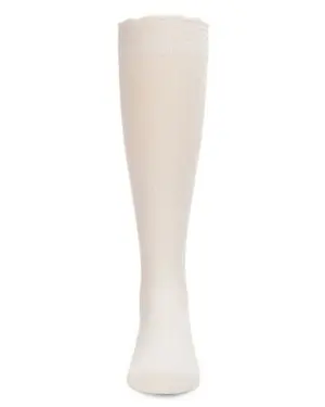 MEMOI Double Diamond Knee High Socks - Winter White