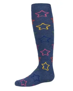 MEMOI Star Shine Knee High Socks - Denim