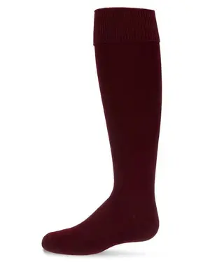 MEMOI Cuffed Opaque Knee High Socks - Dark Maroon