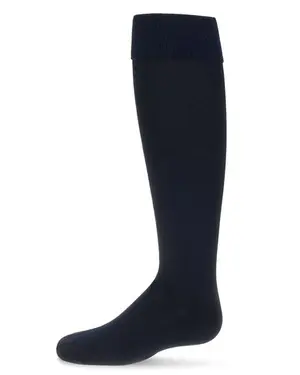MEMOI Cuffed Opaque Knee High Socks - Navy