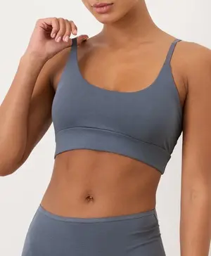 PACT Everyday Strappy Scoop Bralette Made With Organic Cotton - Light Steel Blue