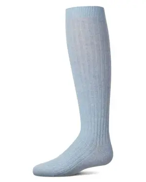 MEMOI Ribbed Cotton-blend Knee High Socks - Chambray Heather